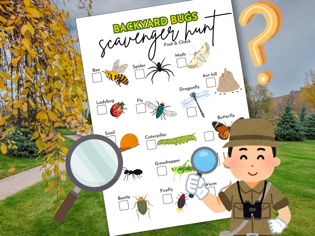 Backyard Bug Hunt for Kids Printable Activity for Preschools Scavenger ...