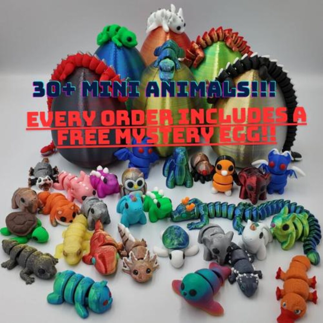 Mystery Animal Packs Mini 3D Printed Articulating Figurines 30+ Unique ...