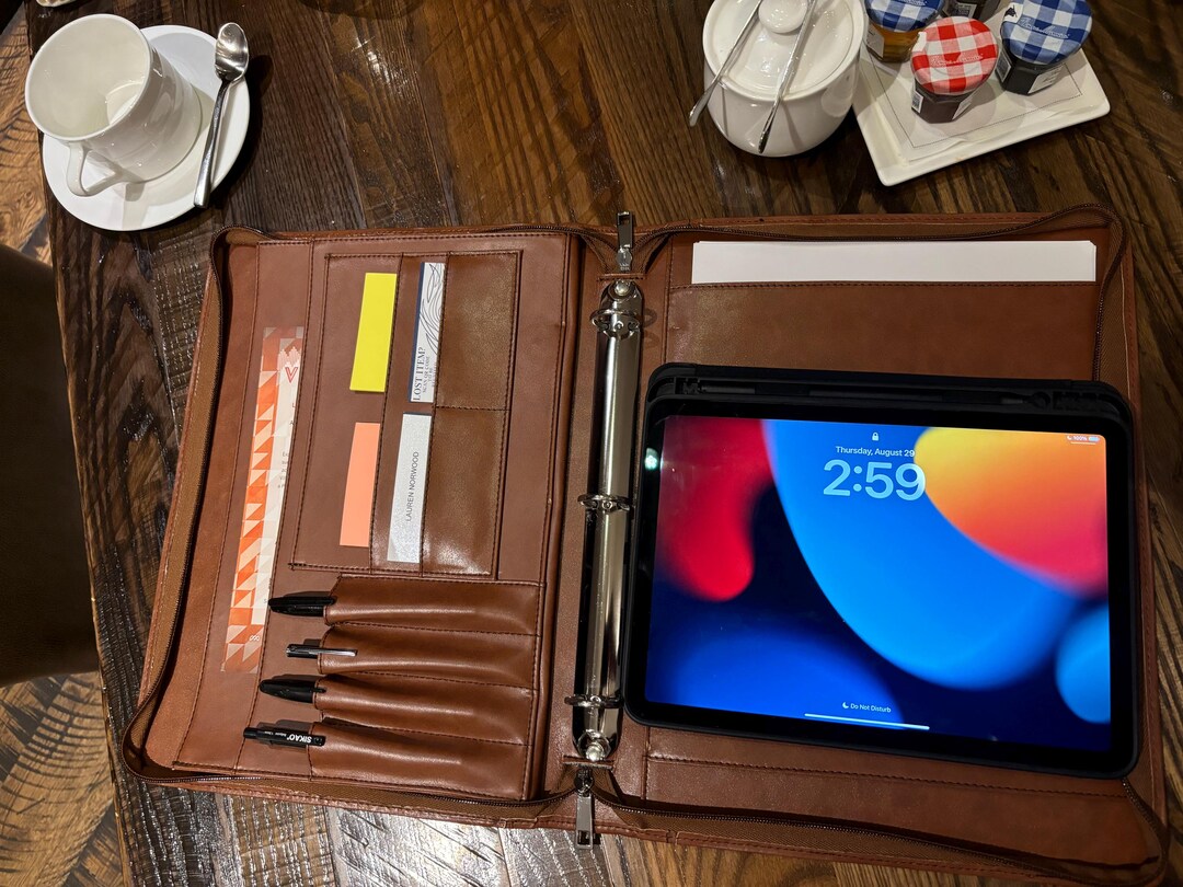 Personalized Leather Portfolio With Pen Holder, A4 Holder, Document Bag ...