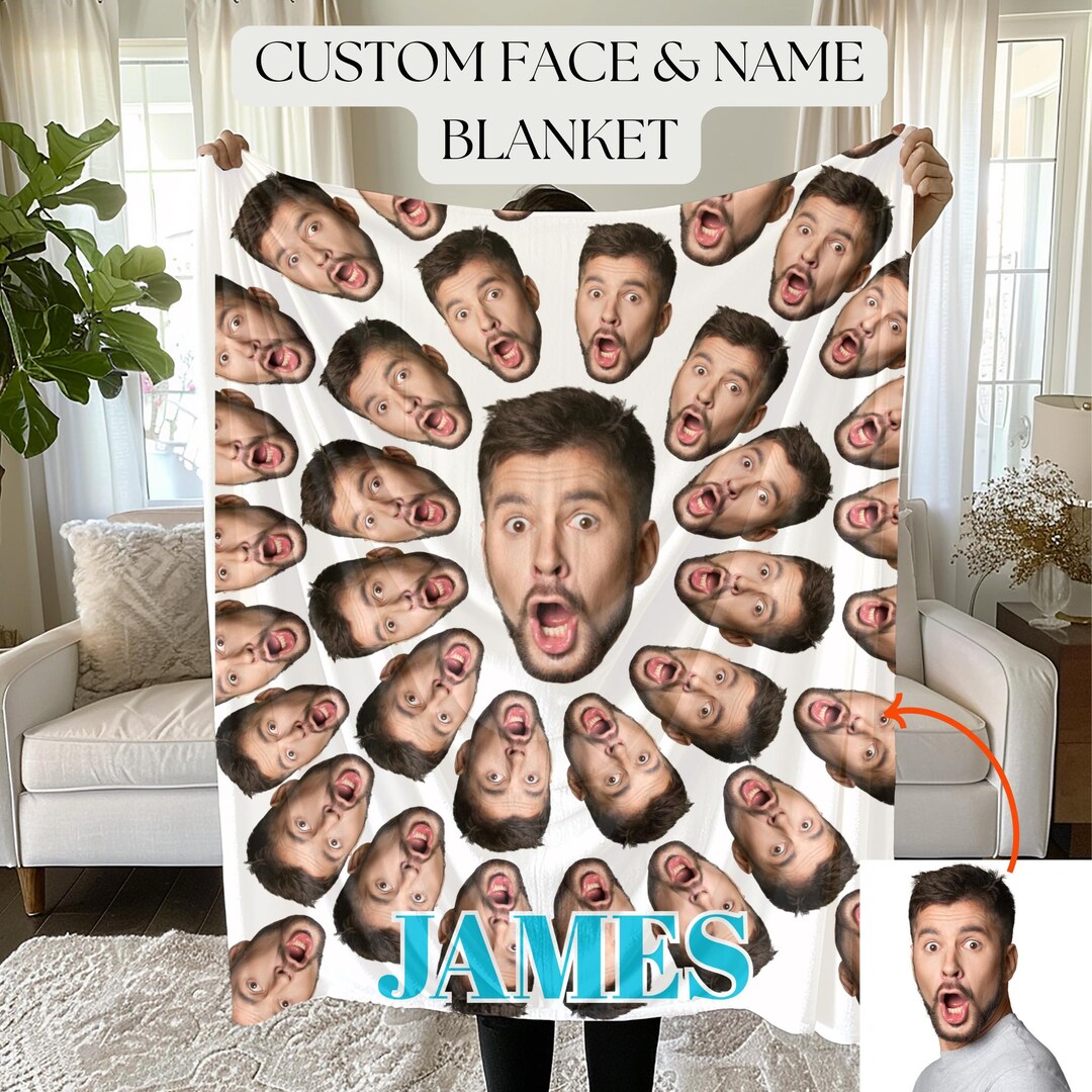 Custom Funny Face & Name Blanket,funny Personalized Gift for Him,funny ...