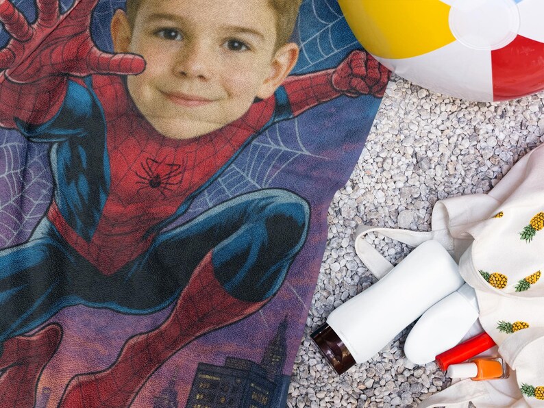 Personalized Spider Hero Beach Towel With Child’s Photo & Name, Custom ...