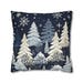 Nordic Winter Wonderland Woven Pillow, Scandinavian Blue White Winter ...