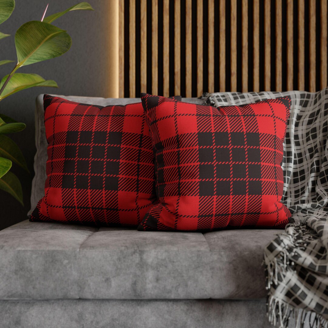 Outlander Tartan Red Buffalo Plaid Pillow Cover Farmhouse Christmas ...