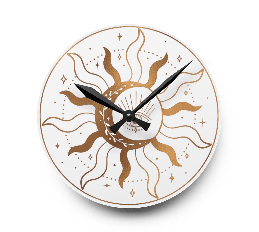 Gold Celestial Eye Wall Clock, Round or Square Shape, 100% Acrylic ...