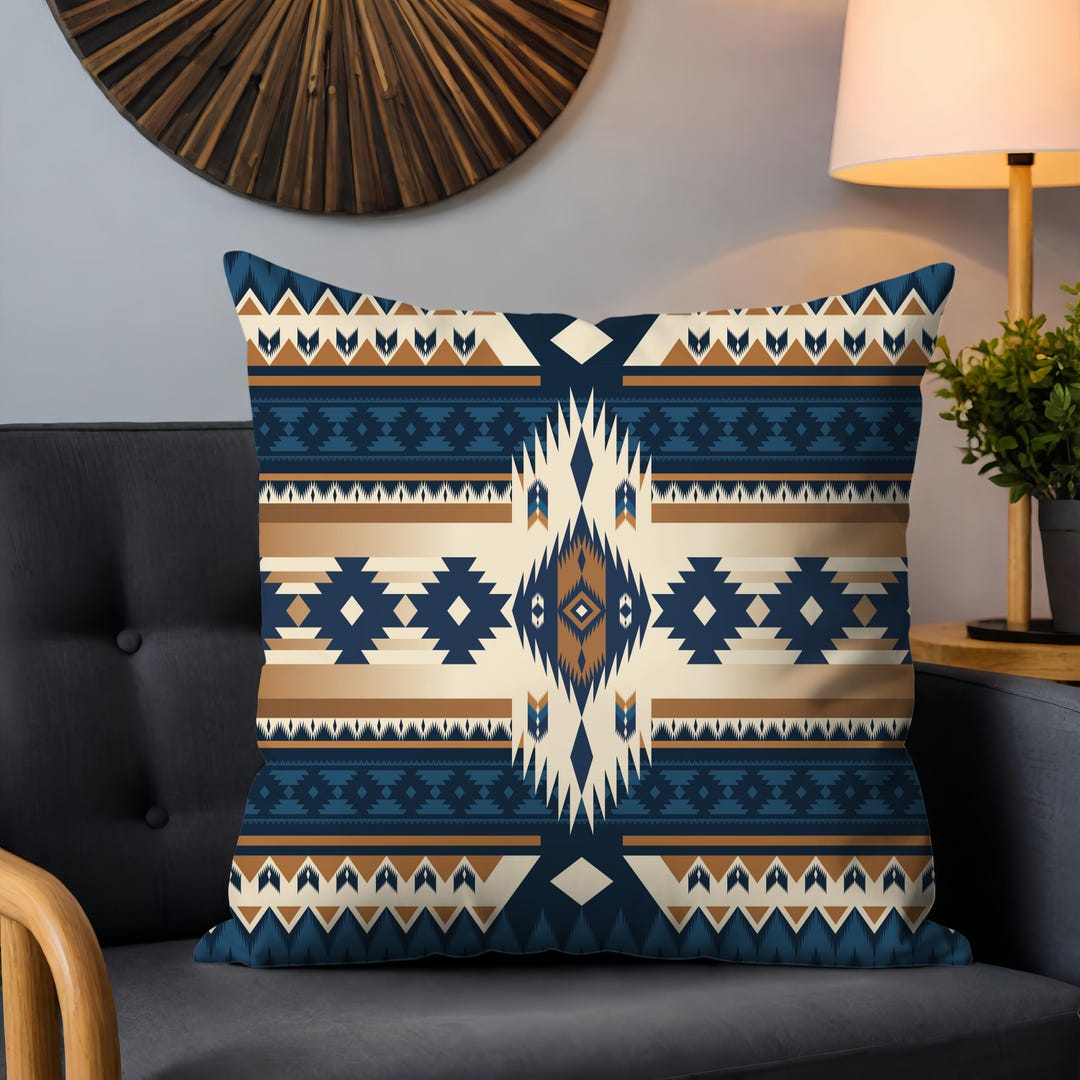 Southwestern Boho Pillow, Native American Cushion, Tribal Geometric ...