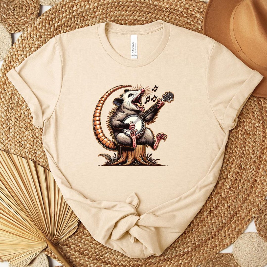 Possum Playing Banjo and Singing for Animal Lovers, Gift for Cat Lover ...