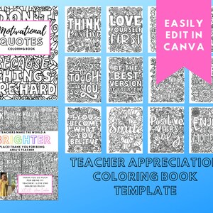 Motivational Quote Coloring Book Template - Teacher Appreciation Gift ...