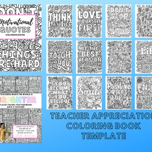 Motivational Quote Coloring Book Template - Teacher Appreciation Gift ...