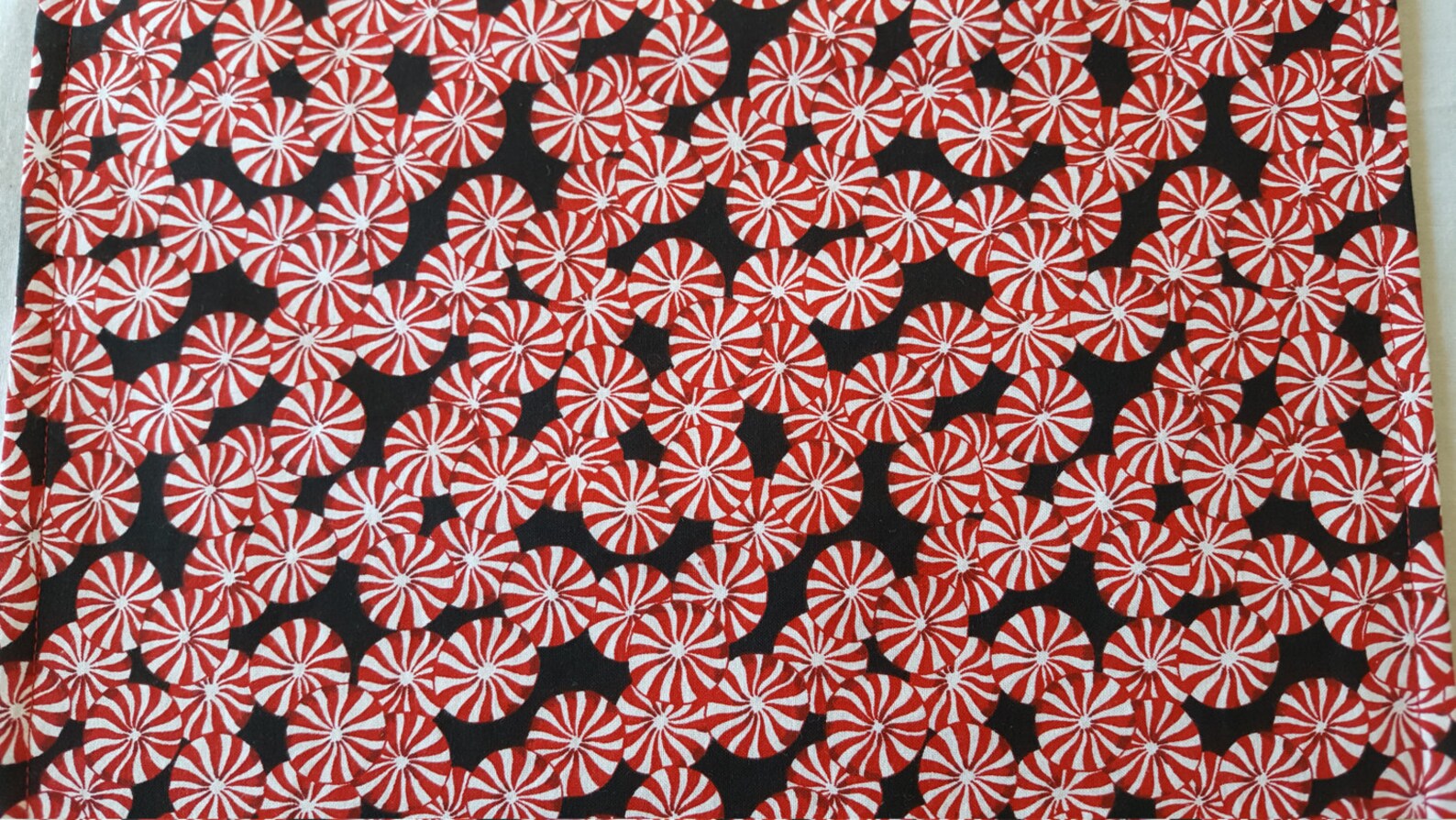 Christmas Table Runner Peppermint Candy on Black Reversible - Etsy