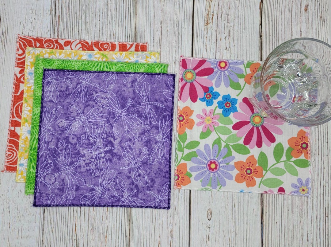 Spring Floral Print Mixed Set Cloth Napkins Lunchbox Beverage Snacks ...