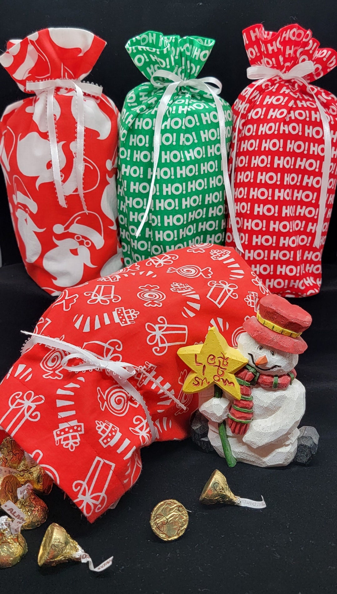 Kids Christmas Gift Bags, Holiday Gift Bags, Assorted Prints/candies ...