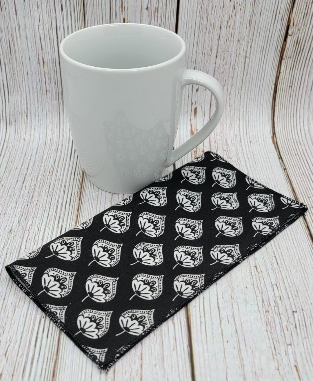 Black and White Floral Napkins, Lunchbox Napkins, Beverage or Snack ...