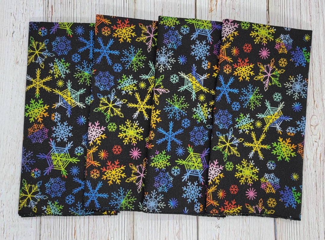 Christmas Snowflake Cloth Napkins Winter Rainbow Dinner Lunch Beverage ...