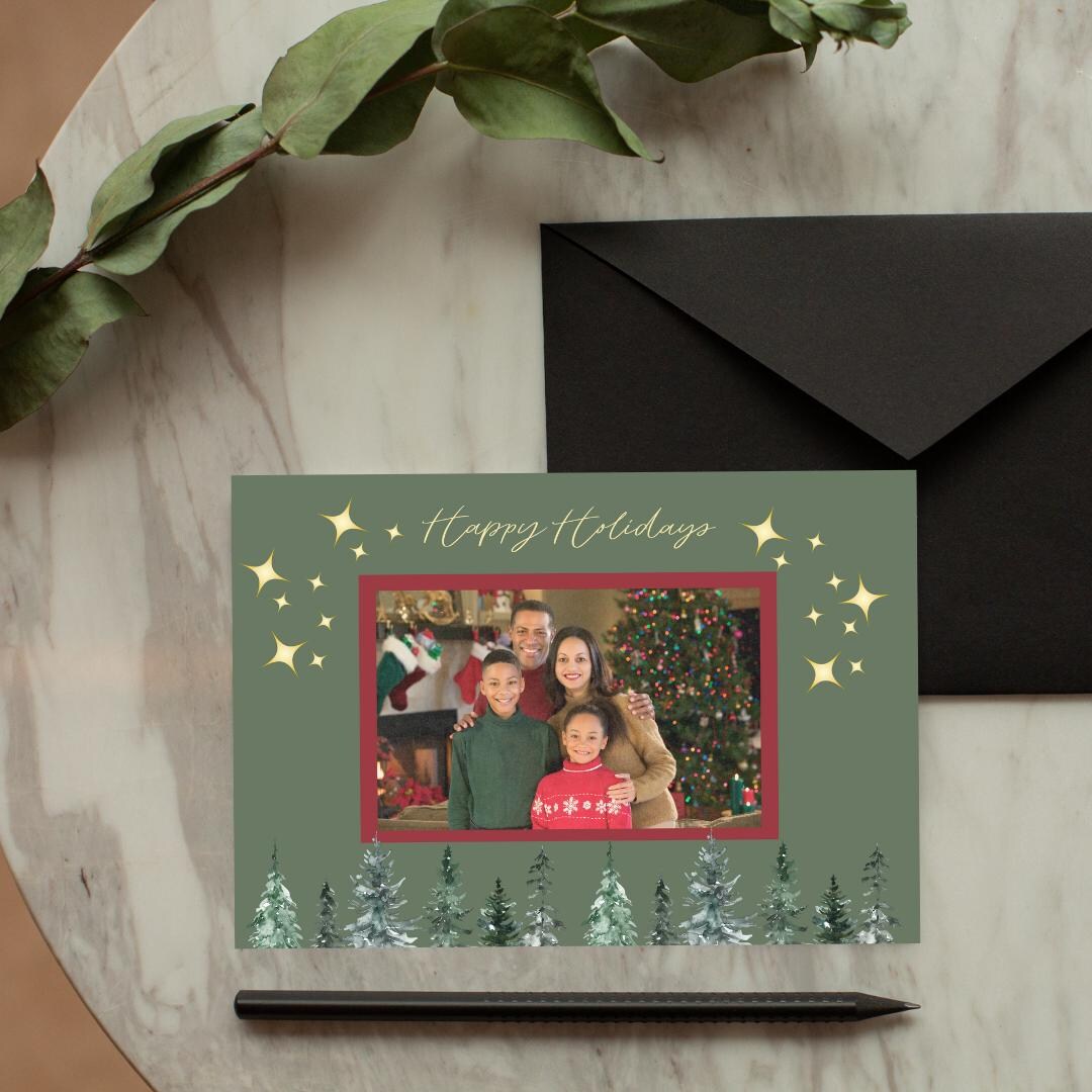 Editable Digital Holiday Card With Photo Festive Christmas Card With ...