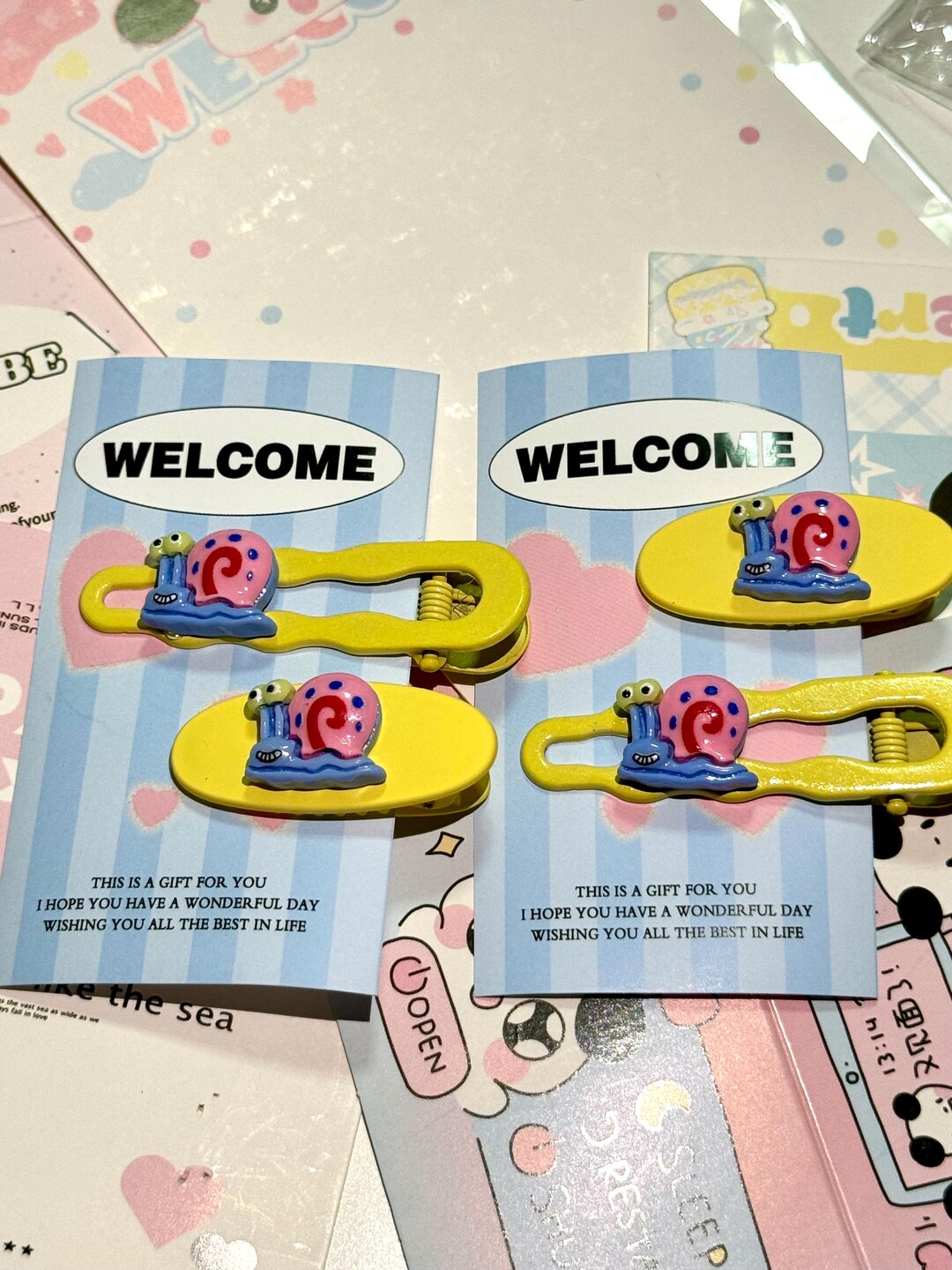 Cute Resin Handmade Gary the Snail Hair Clips Set of 2, With Yellow ...