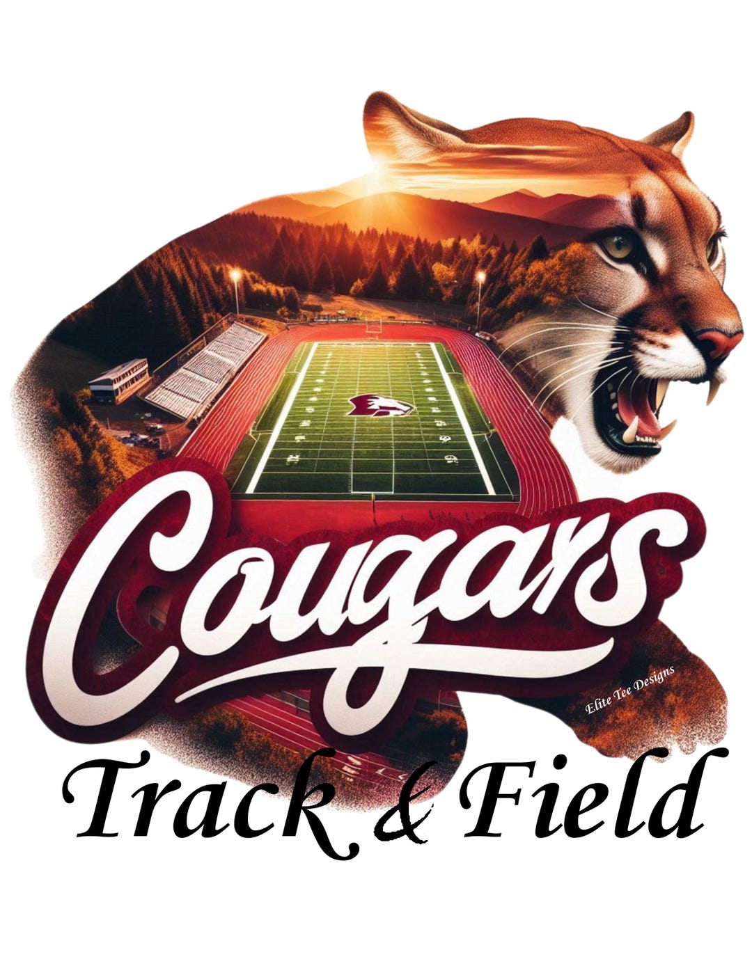Digital Download File Cougars Mascot Track & Field Print. Customizable ...