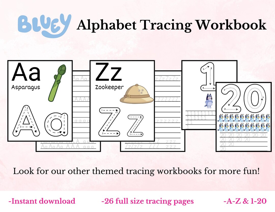 Blue Dog Printable Alphabet Tracing Workbook for Kids - Etsy