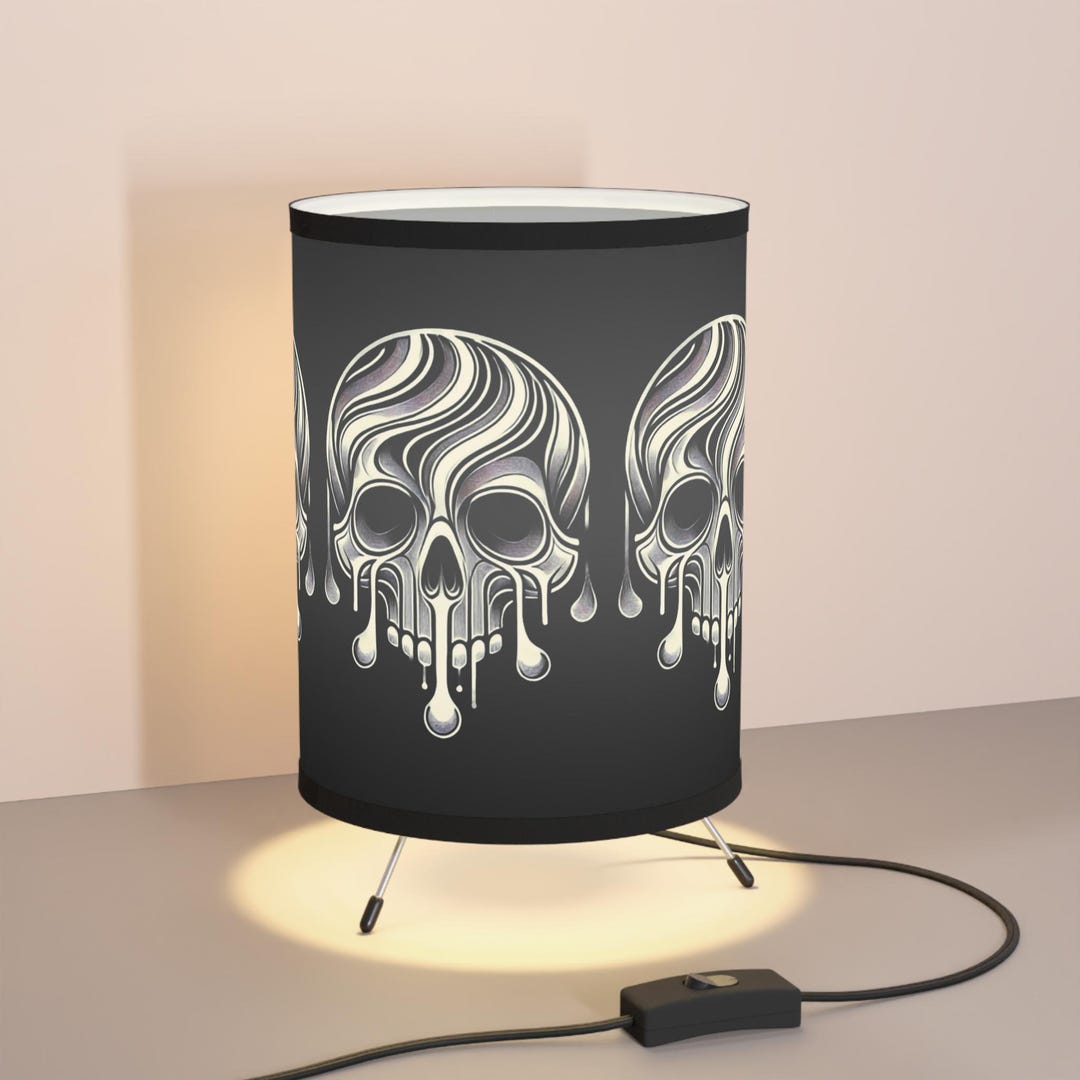 Melting Skull Tattoo Lamp: Custom Printed Shade, Steel Tripod Base, Usa ...