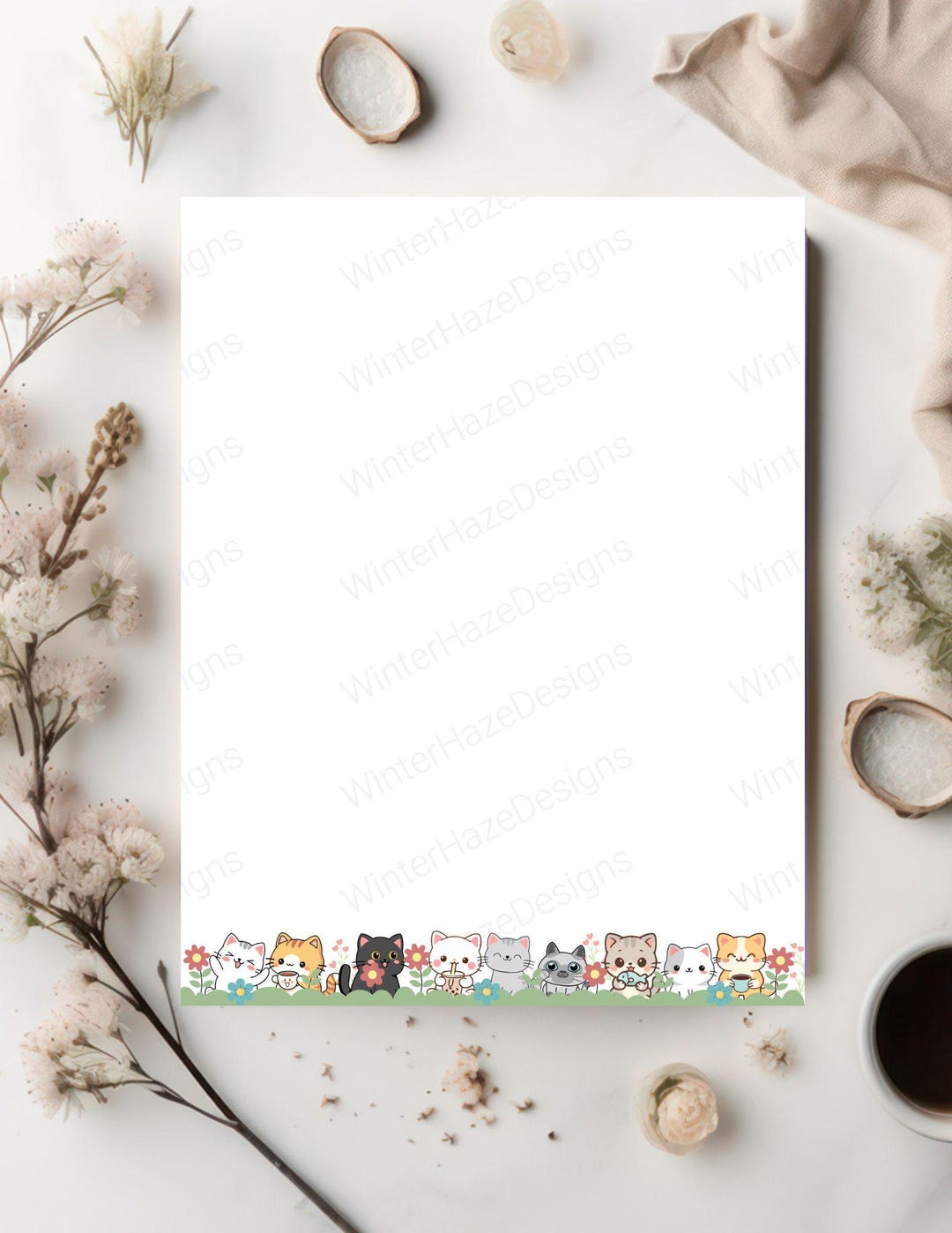 Cats DIGITAL Stationary - Letter Size 8.5x11, Cat Lovers, Kitty Cat ...
