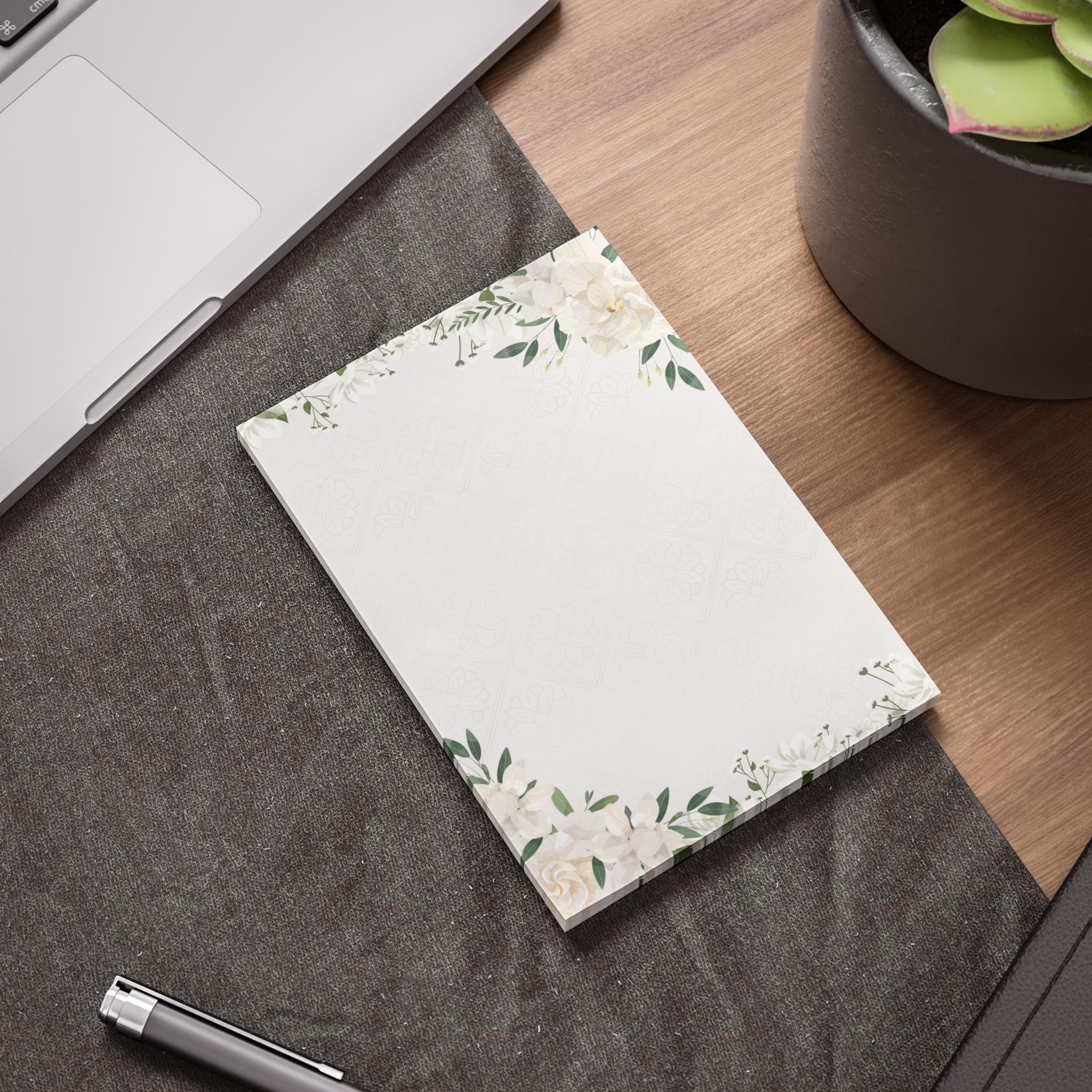 White Floral Border (4x6) Post-it Note Pads | Bridal and Wedding ...