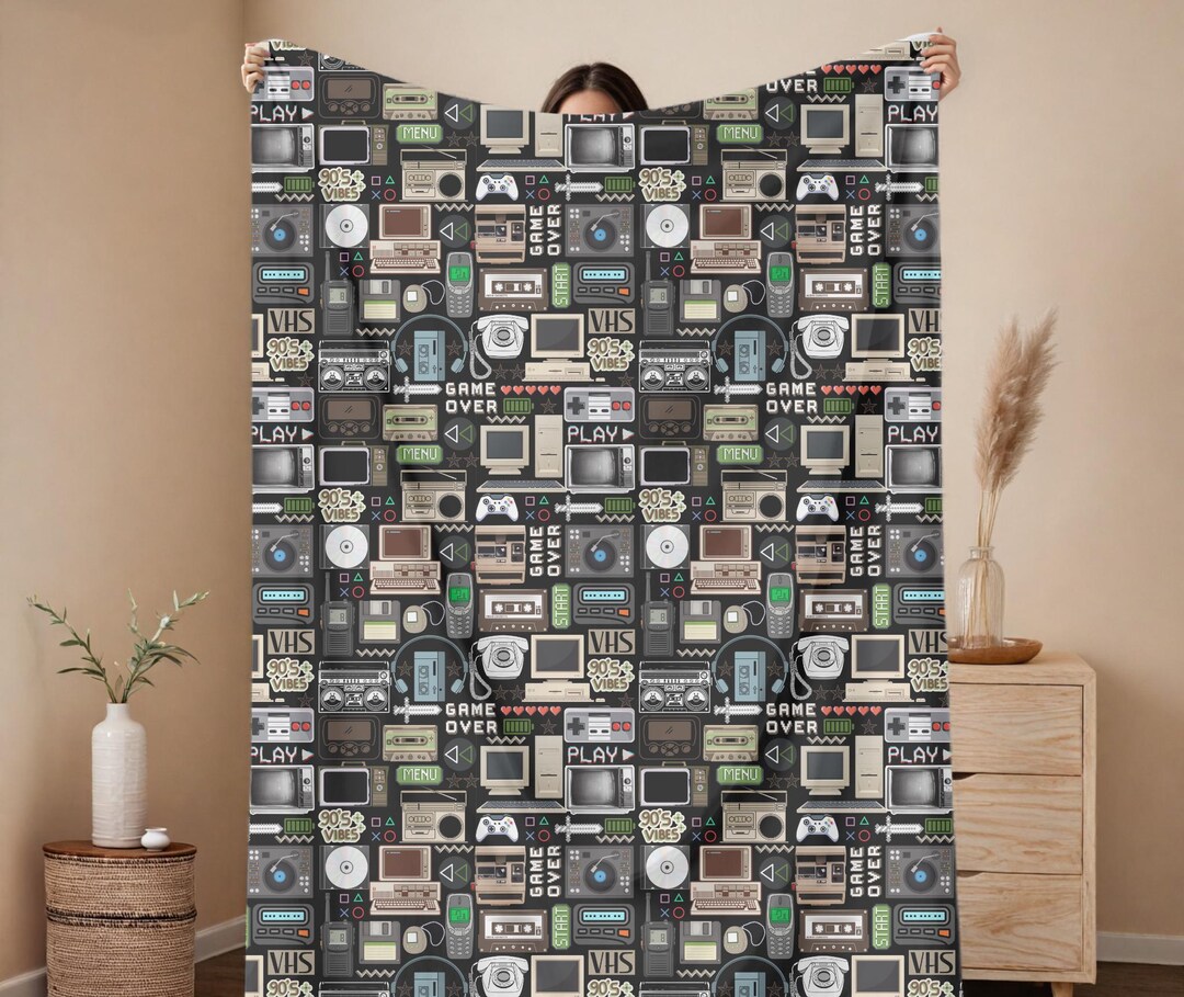 Technology and Electronic Nostalgia Gadgets Velveteen Plush Blanket ...