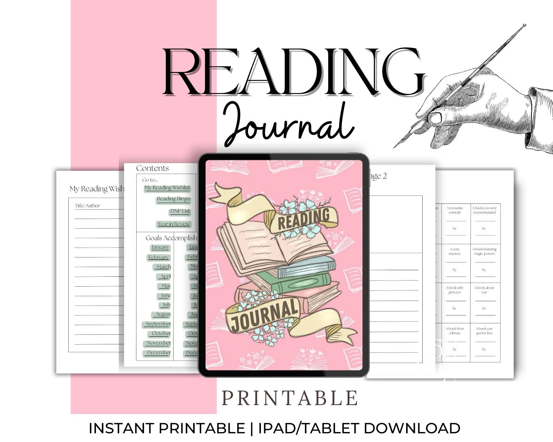 Reading Journal, Printable Reading Journal, Digital Reading Journal ...