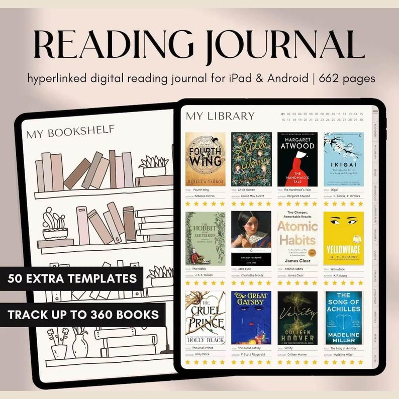 Digital Reading Journal, Digital Reading Planner, Digital Journal ...