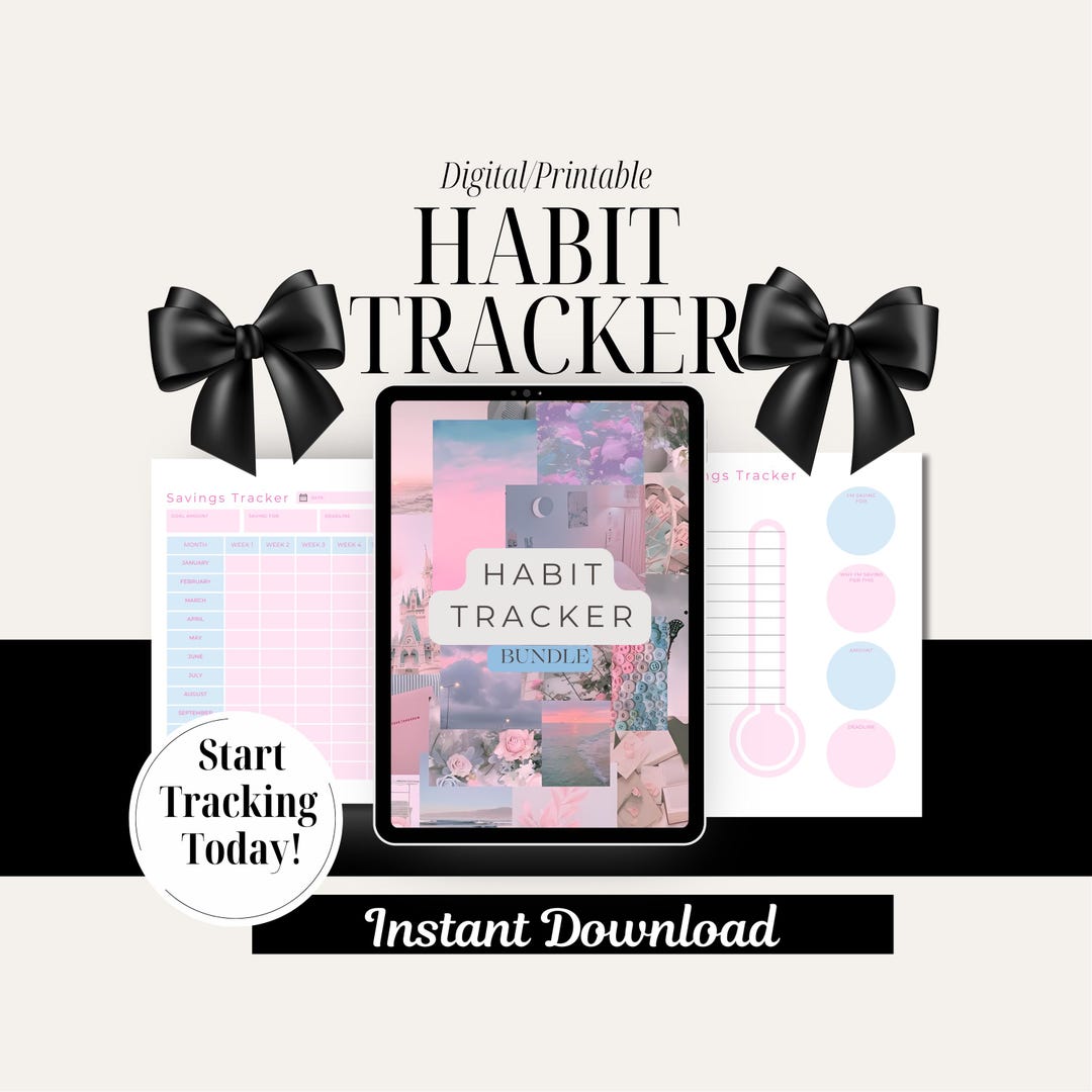 Habit Tracker Printable Daily Habit Chart Pdf Digital Weekly Routine ...