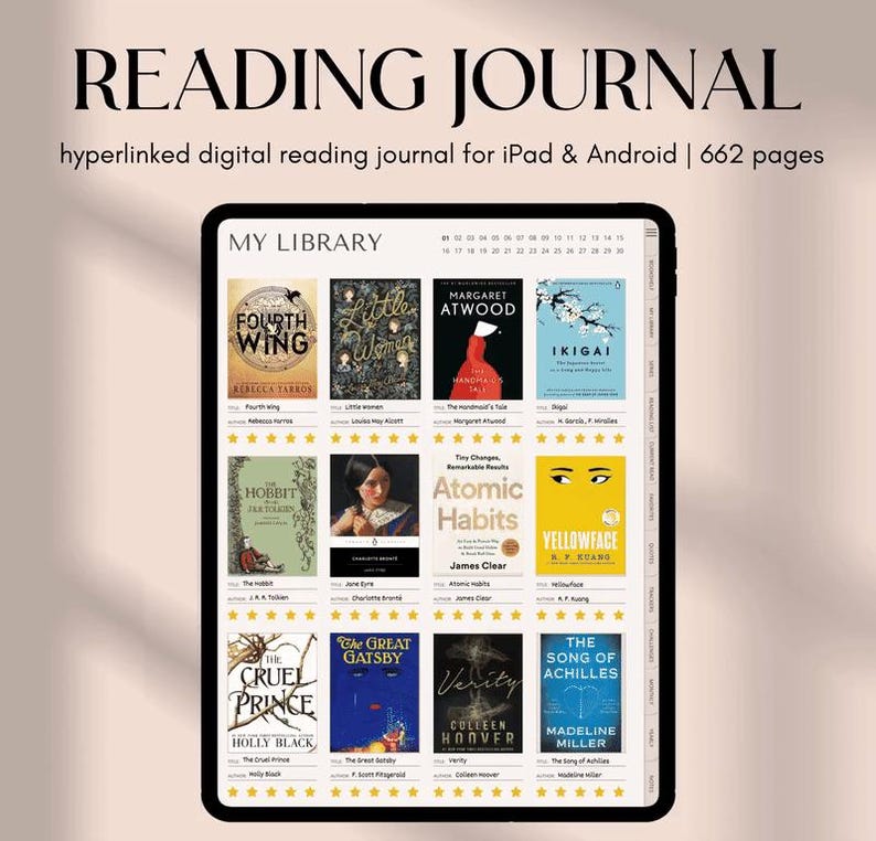 Digital Reading Journal, Digital Reading Planner, Digital Journal ...