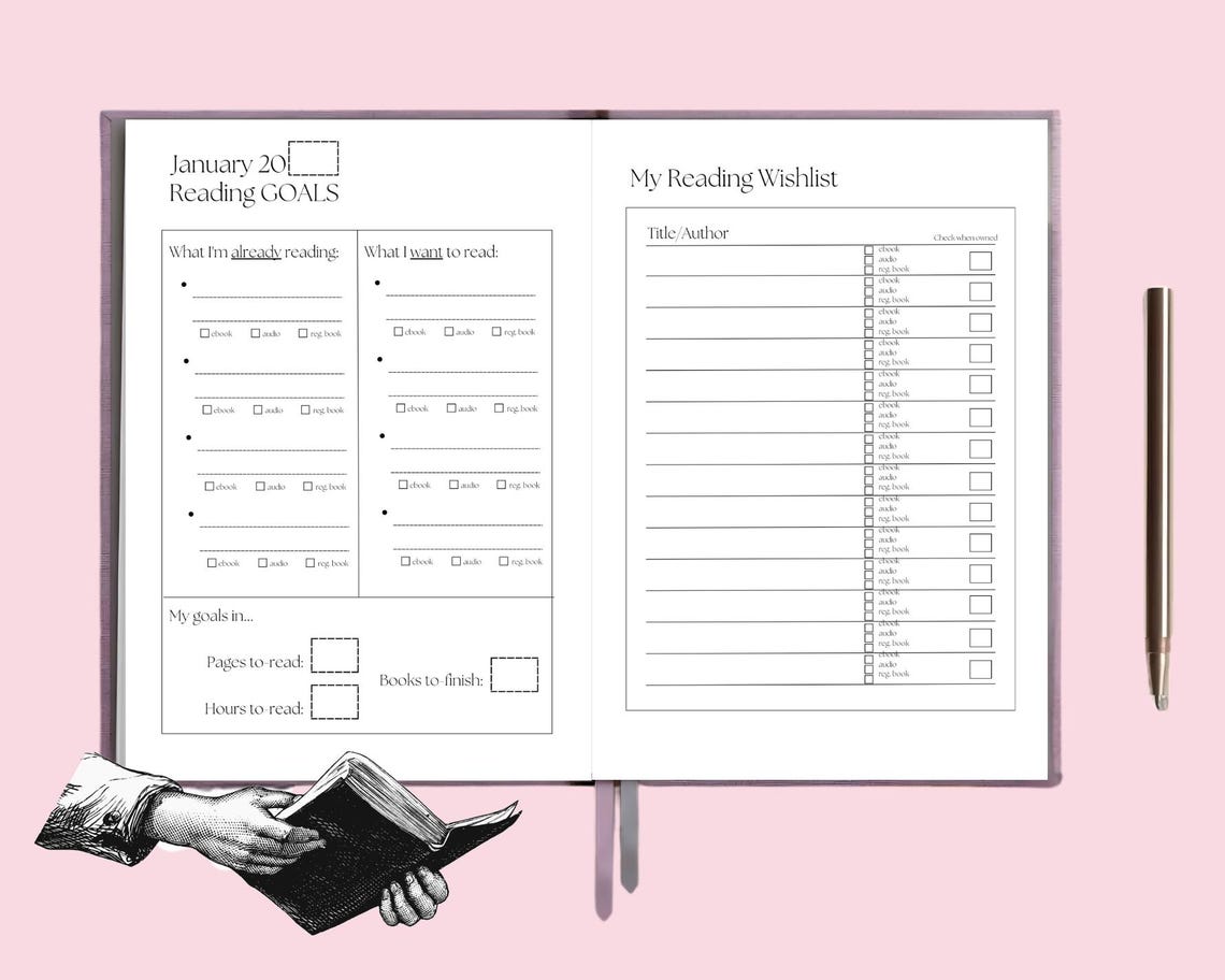 Reading Journal, Printable Reading Journal, Digital Reading Journal ...