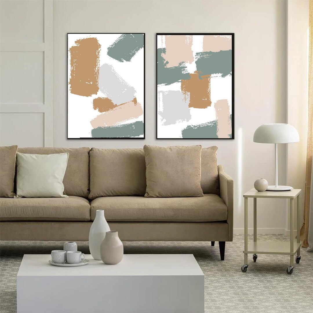 Modern Neutral Abstract Gallery Wall Art Set of 2 Neutral Nordic Prints ...