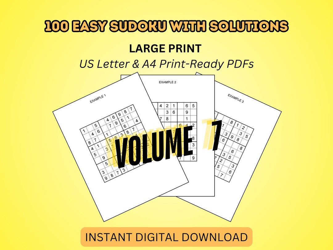VOLUME 7: 100 EASY Sudoku With Solutions | Large Print – One Sudoku per ...