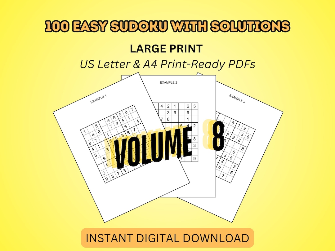 VOLUME 8: 100 EASY Sudoku With Solutions | Large Print – One Sudoku per ...