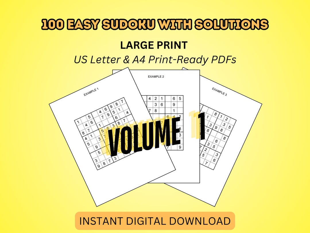 VOLUME 1: 100 EASY Sudoku With Solutions | Large Print – One Sudoku per ...