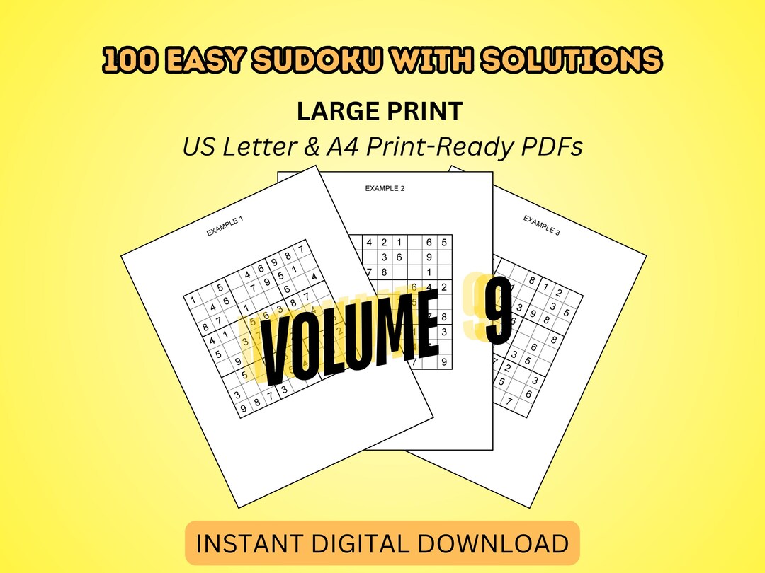 VOLUME 9: 100 EASY Sudoku With Solutions | Large Print – One Sudoku per ...