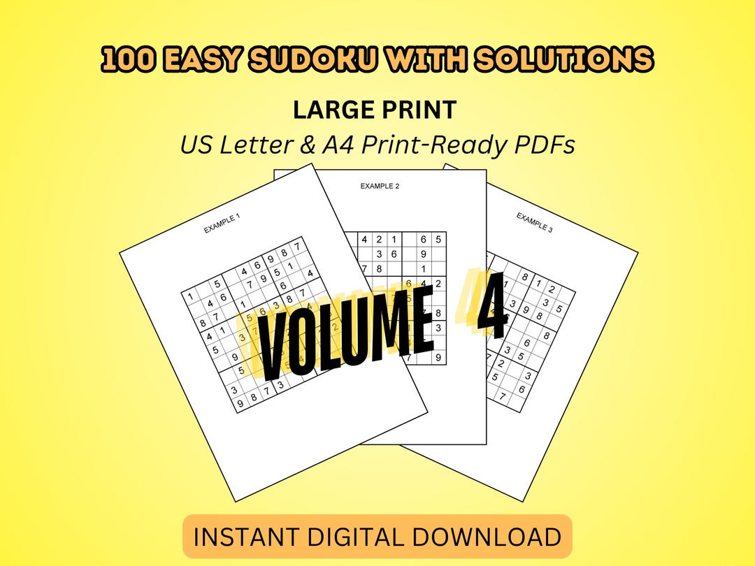 VOLUME 4: 100 EASY Sudoku With Solutions | Large Print – One Sudoku per ...