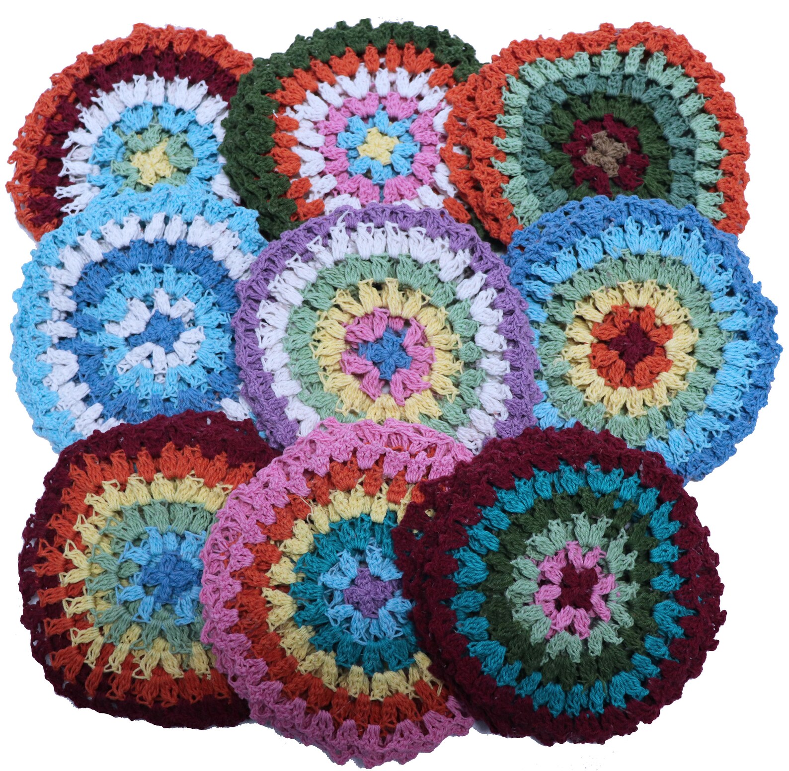 Colorful Doilies Set, 5" Hand Crochet Doilies ,rainbow Doilies ...