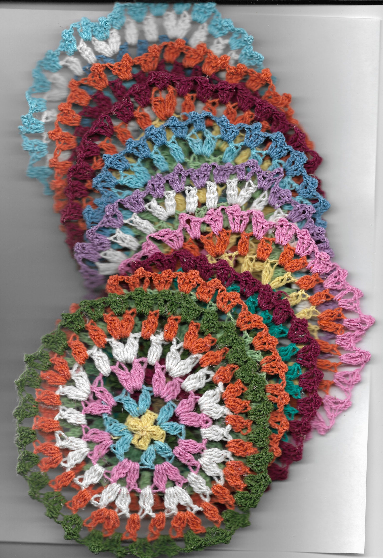 Colorful Doilies Set, 5" Hand Crochet Doilies ,rainbow Doilies ...