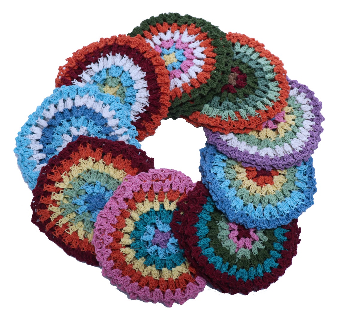 Colorful Doilies Set, 5" Hand Crochet Doilies ,rainbow Doilies ...