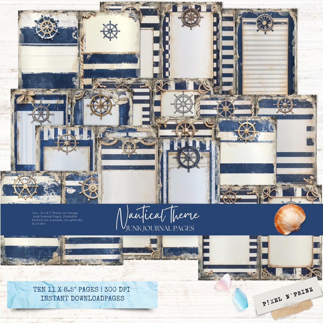 Printable Vintage Journal Pages Scrapbook Paper Pack Digital Ephemera ...