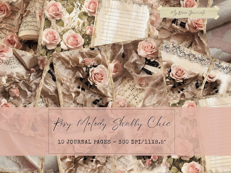 Romantic Rose Journal Pages – Shabby Vintage Backgrounds With Music ...