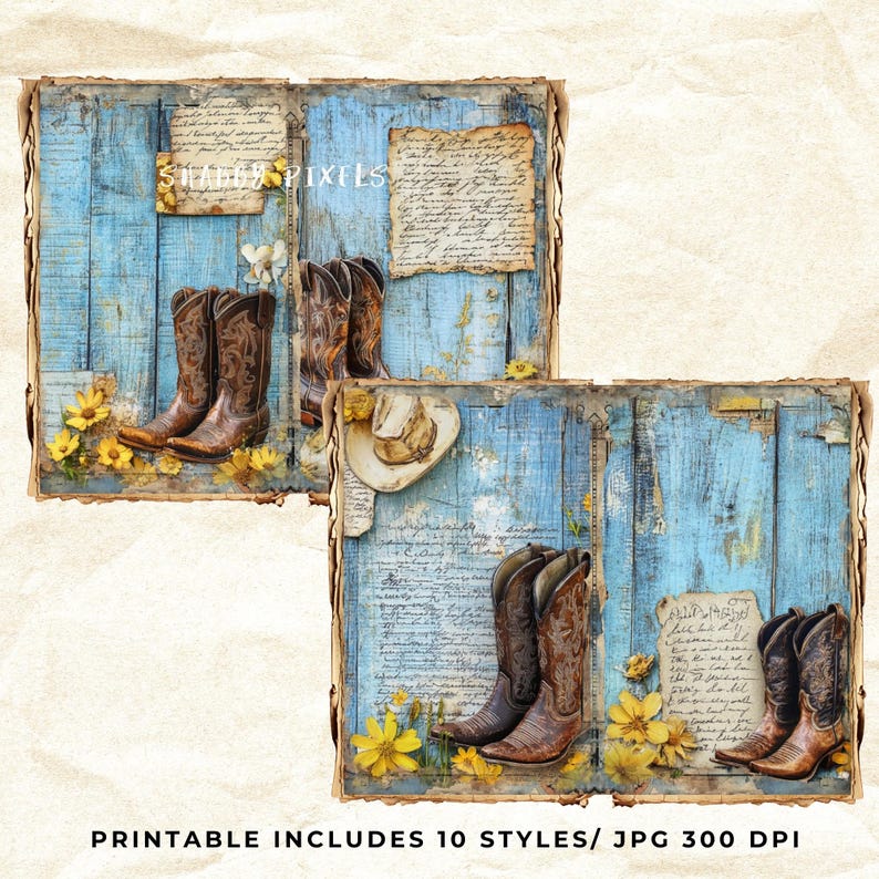 Western Journaling,junk Journal Botanical Prints, Antique Paper for ...