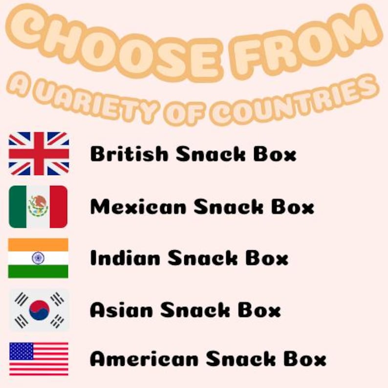 International Snack Box – Full Size Snacks & Drink, Global Flavors - Etsy