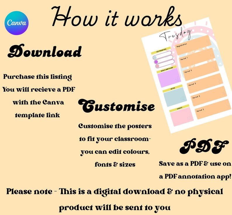 Personalised Teacher Daily Planner Customisable Digital Planner for ...