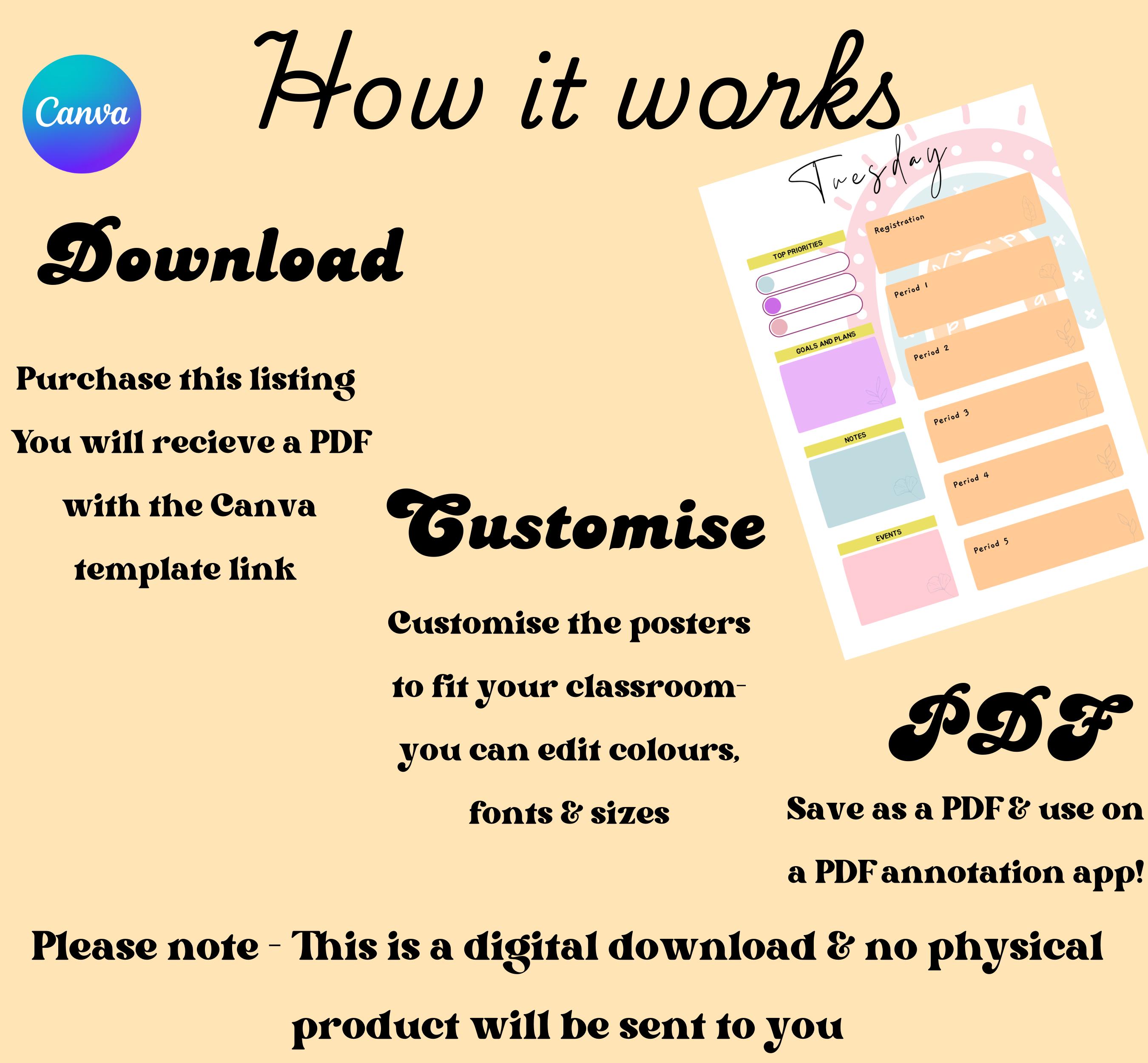 Personalised Teacher Daily Planner Customisable Digital Planner for ...