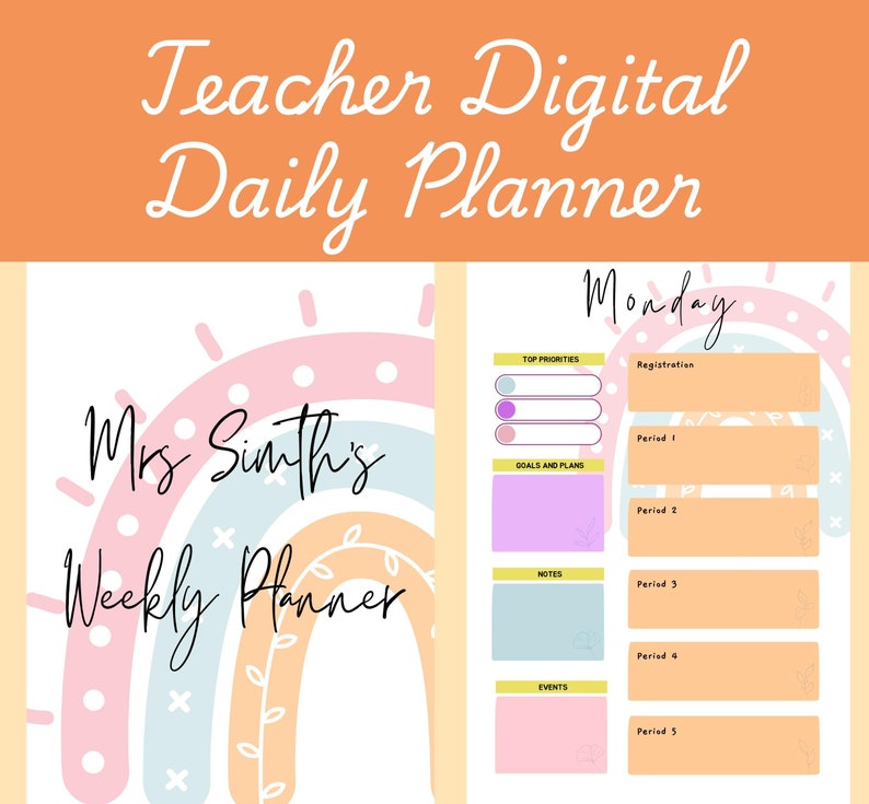 Personalised Teacher Daily Planner Customisable Digital Planner for ...