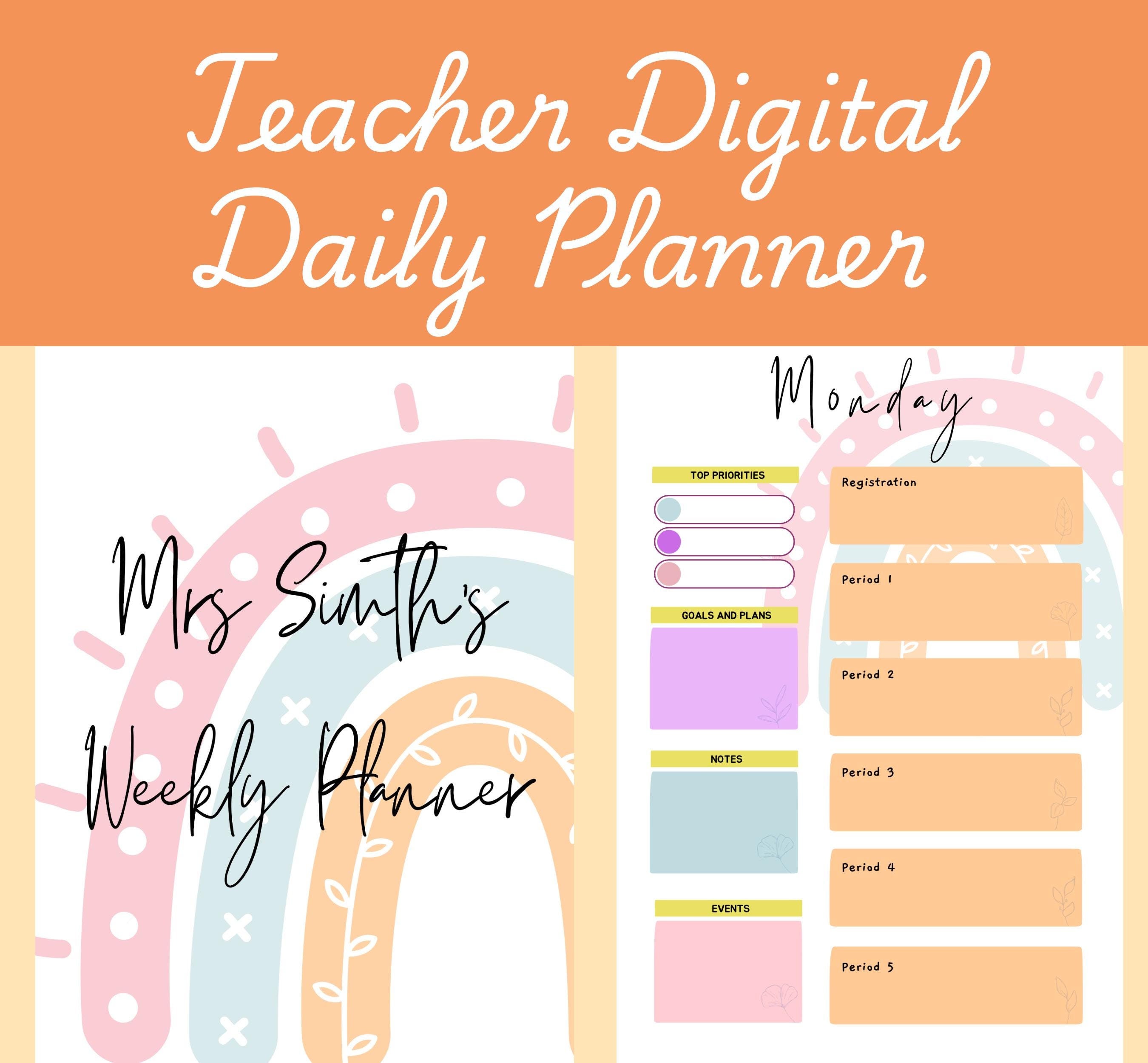 Personalised Teacher Daily Planner Customisable Digital Planner for ...
