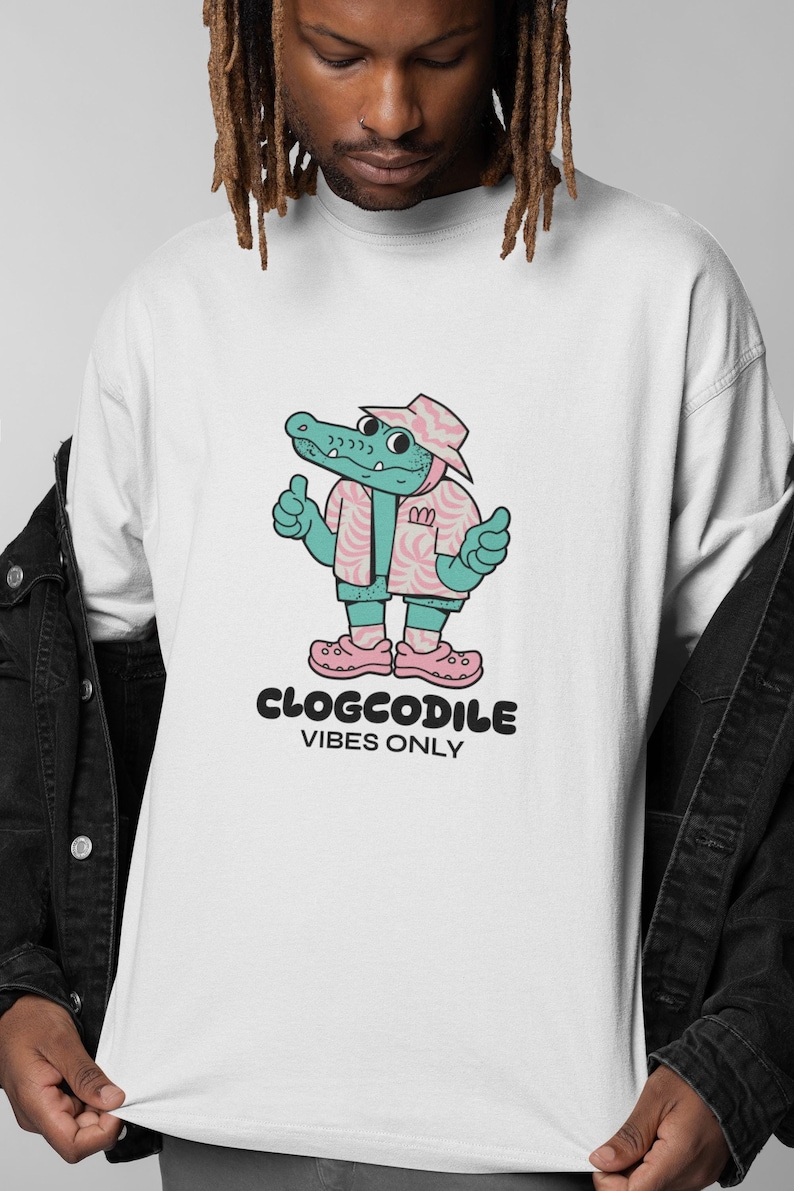 Cool Cartoon Crocodile Shirt Retro Vibes Alligator Graphic Tee Fun ...