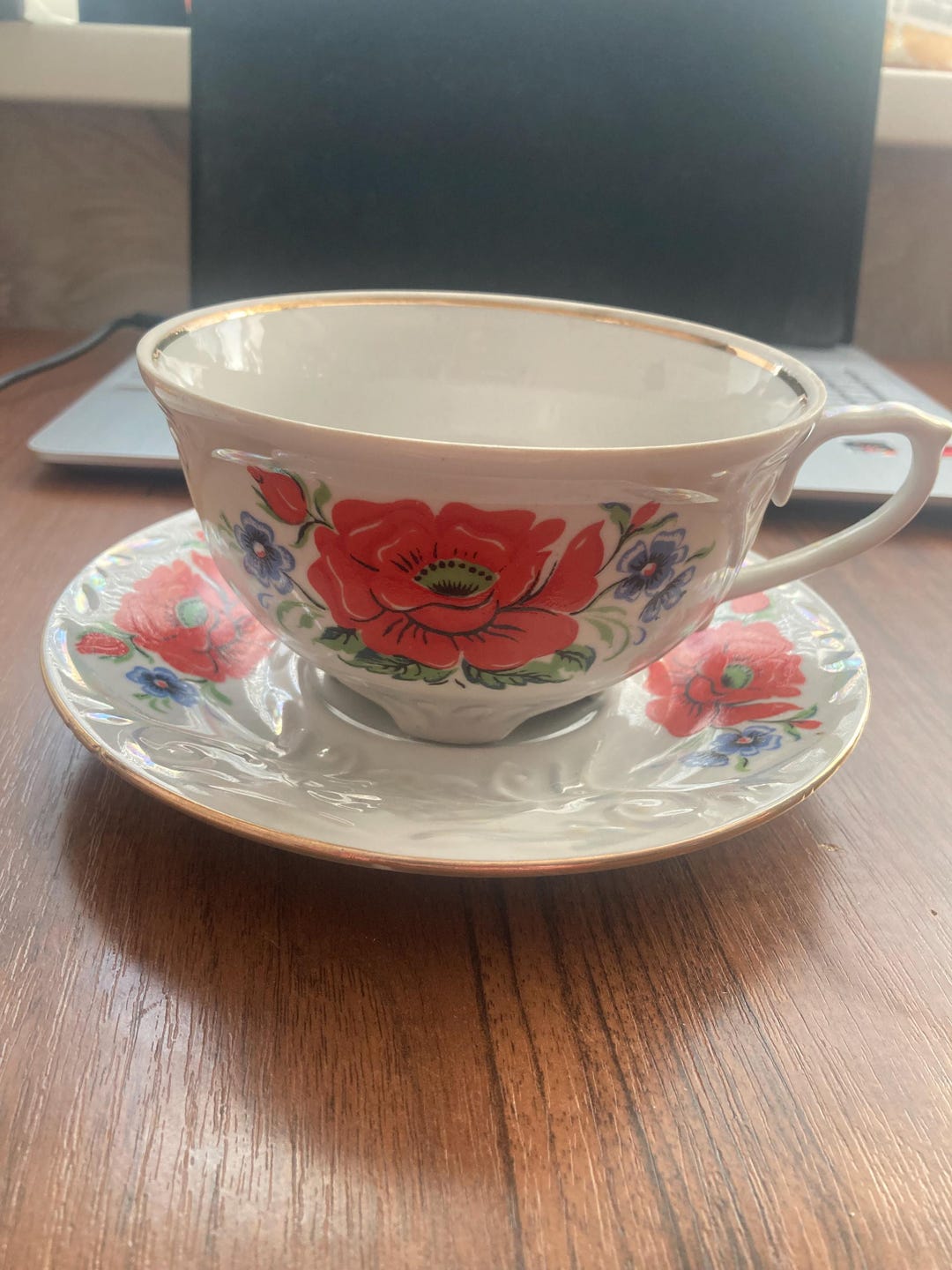 Vintage Cup, Large Tea Set, Hand-painted Cup, Gilded, Porcelain, 1970s ...