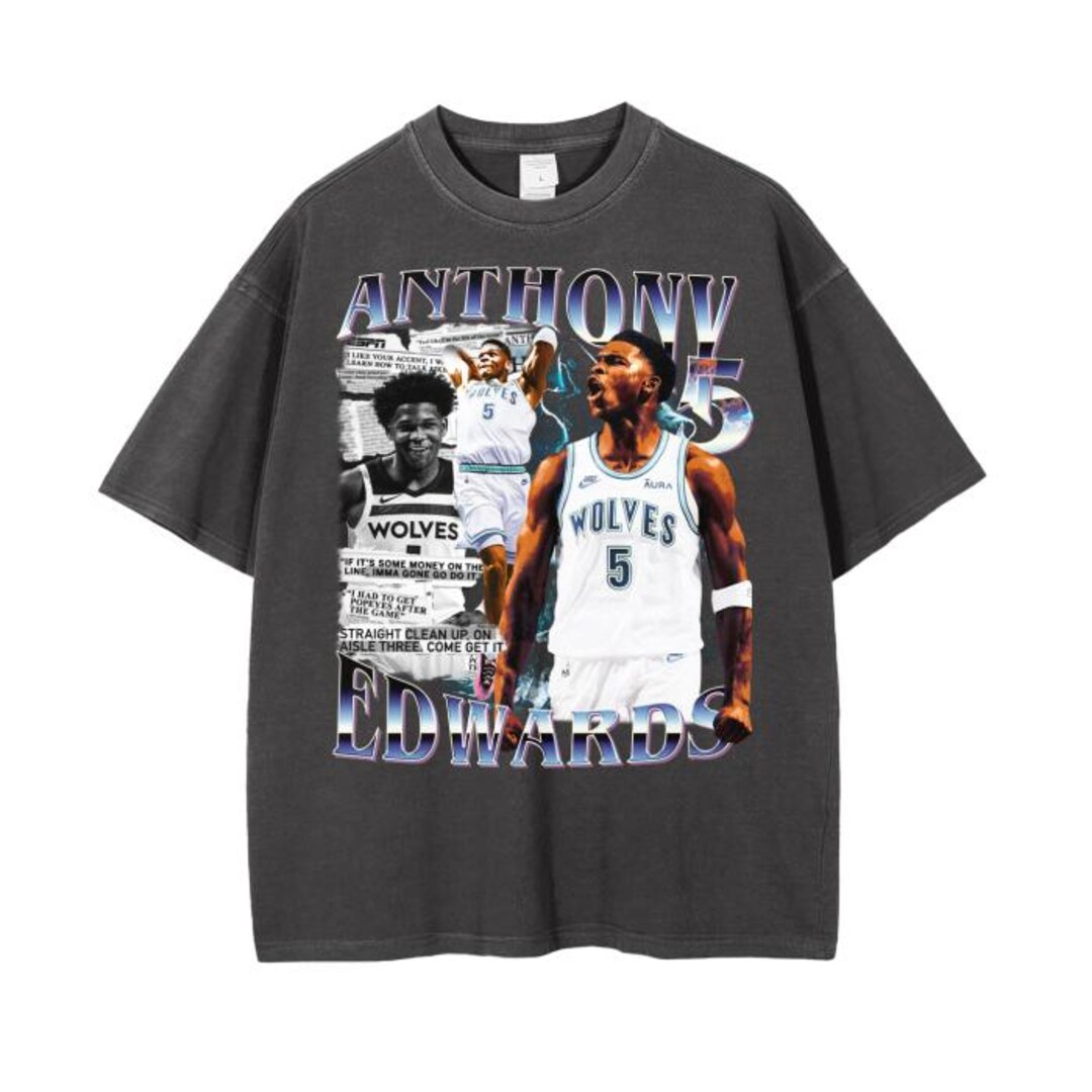 Anthony Edwards Vintage Graphic Tee Wolves NBA Star Streetwear Retro ...